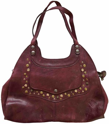 Patricia Nash Ergo Satchel Red Leather Shoulder Bag Purse Burnished ...