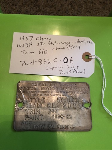 1957 Chevy two-door 210 station wagon Cowl tag | eBay