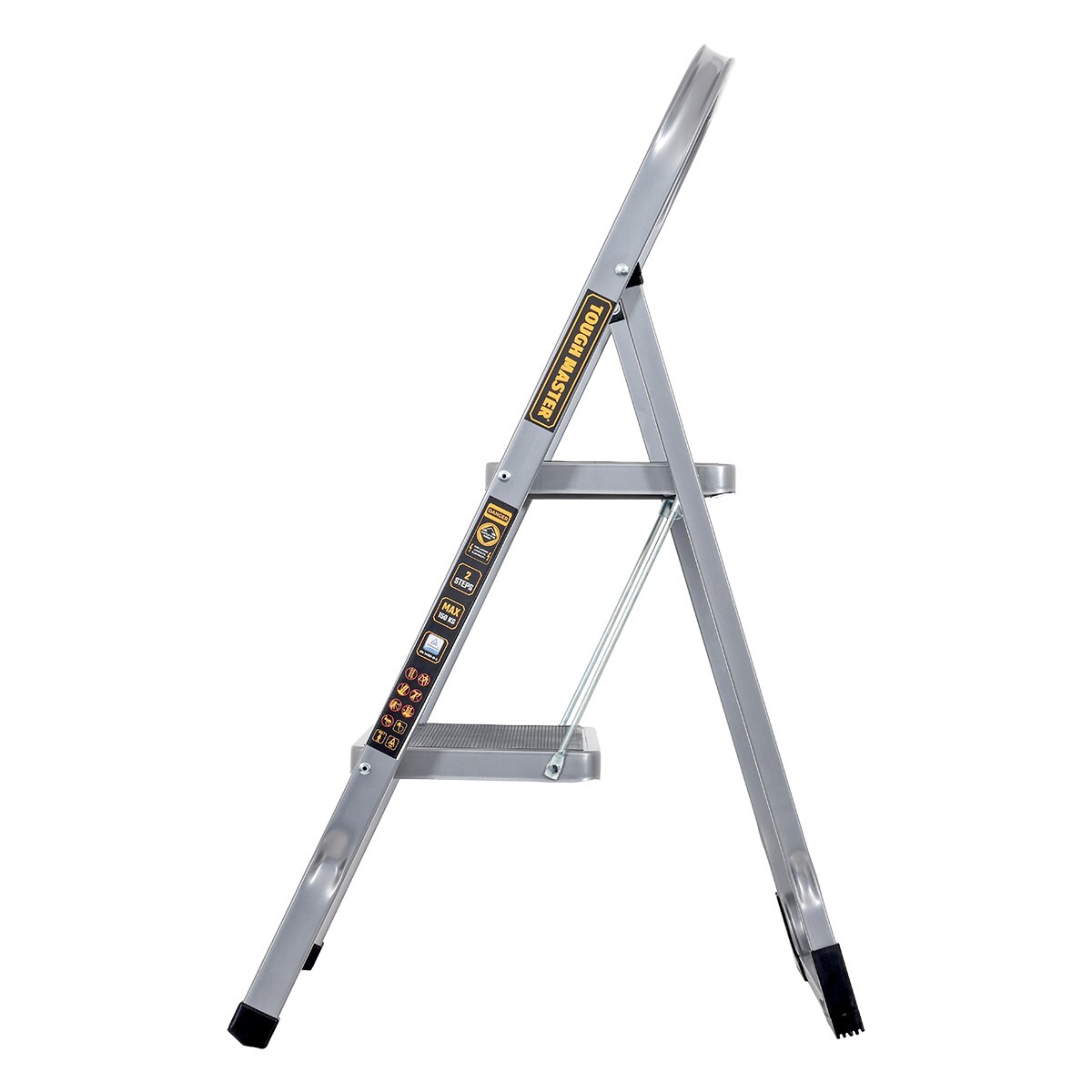 2 Step Ladder Heavy-Duty Steel, Non-Slip Rubber Steps, Foldable TOUGH ...