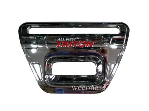 CHROME TAILGATE COVER TRIM RED LOGO FOR MITSUBISHI L200 TRITON PICKUP ...