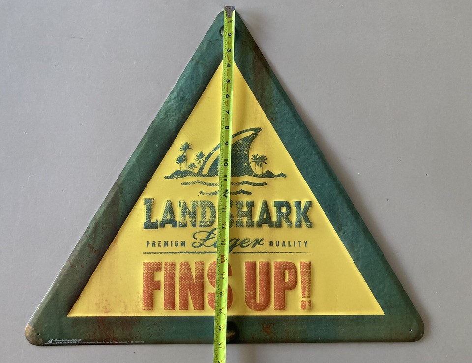 🔥 NOS Landshark “ Fins Up” Margaritaville Metal beer Tin Bar Mancave ...