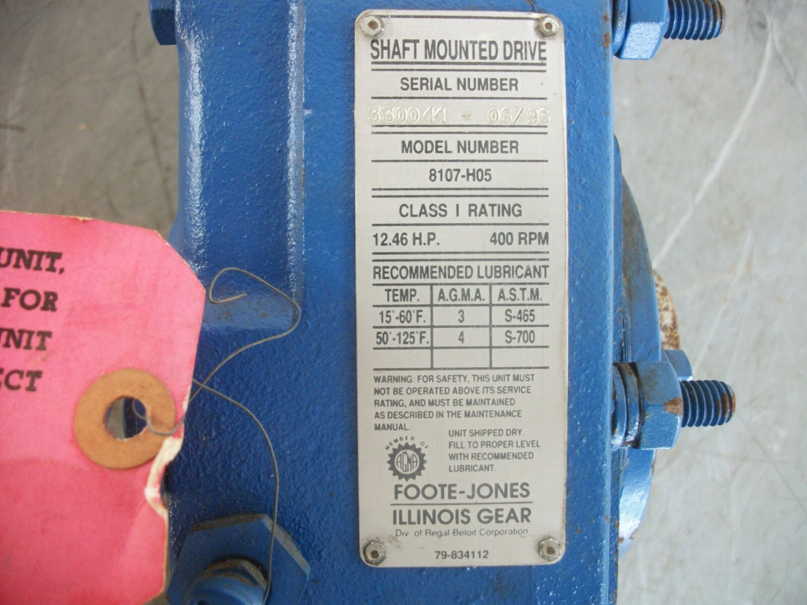 FOOTE-JONES 12.46HP SHAFT MOUNTED DRIVE 8107-H05 400RPM | eBay