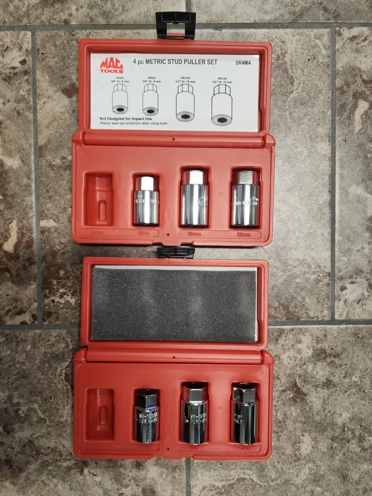 (LOT OF 2) Mac Tools 4pc SAE & Metric Stud Puller Sets SR4FA SR4MA ...