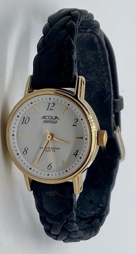 ACQUA Ladies Watch New Battery Indiglo Backlight Braided Black Leather ...