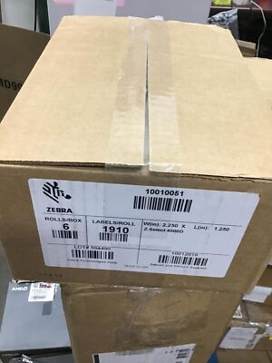 Zebra Z-Select 4000D Labels (2.25"x1.25") 1910 per roll 6 rolls OEM ...