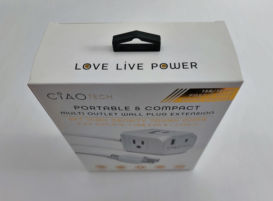 Cioa Tech 6ft Extension Cord 5 Outlet Cube DC, USB 3.0A & Type-C | eBay