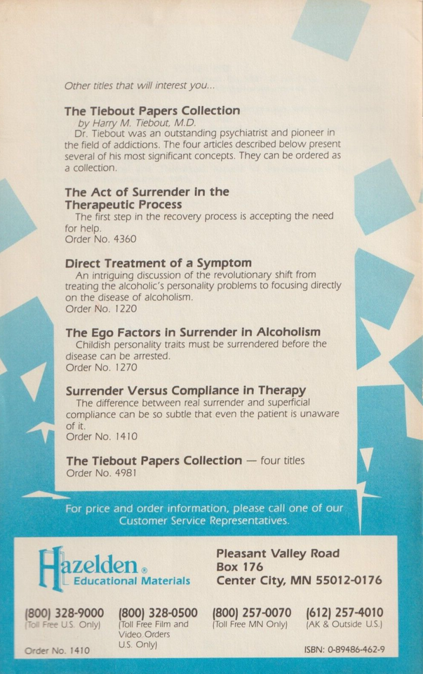 Surrender Versus Compliance In Therapy, Harry T. Tiebout, Alcoholics ...