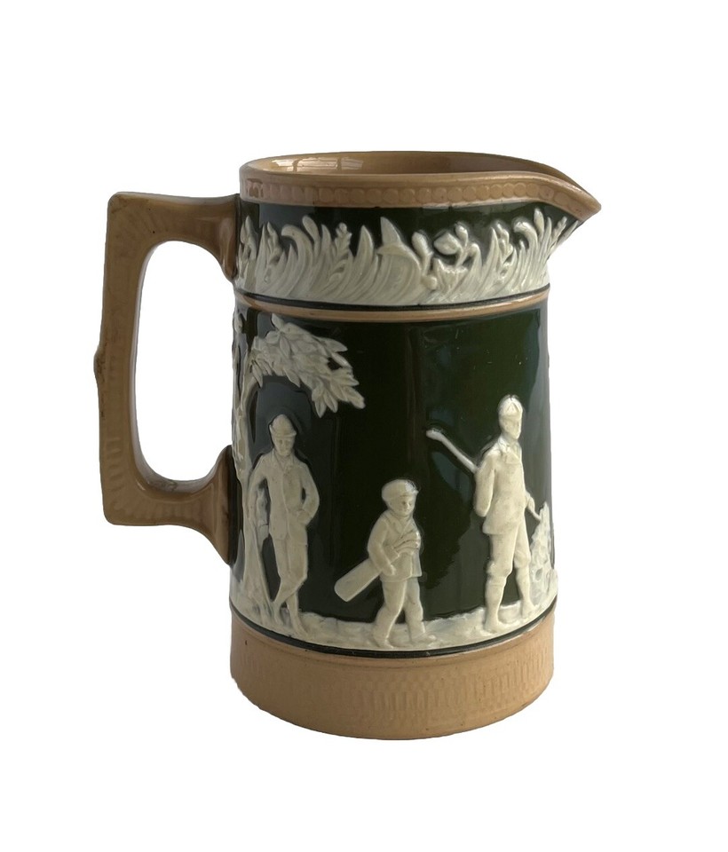 Copeland Spode Golf Jug/Pitcher Dark Green Background Decorated Relief ...