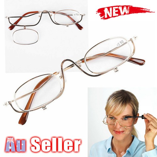 Magnifying Makeup Reading Glasses Folding Flip Down Cosmetic Spectacles ...
