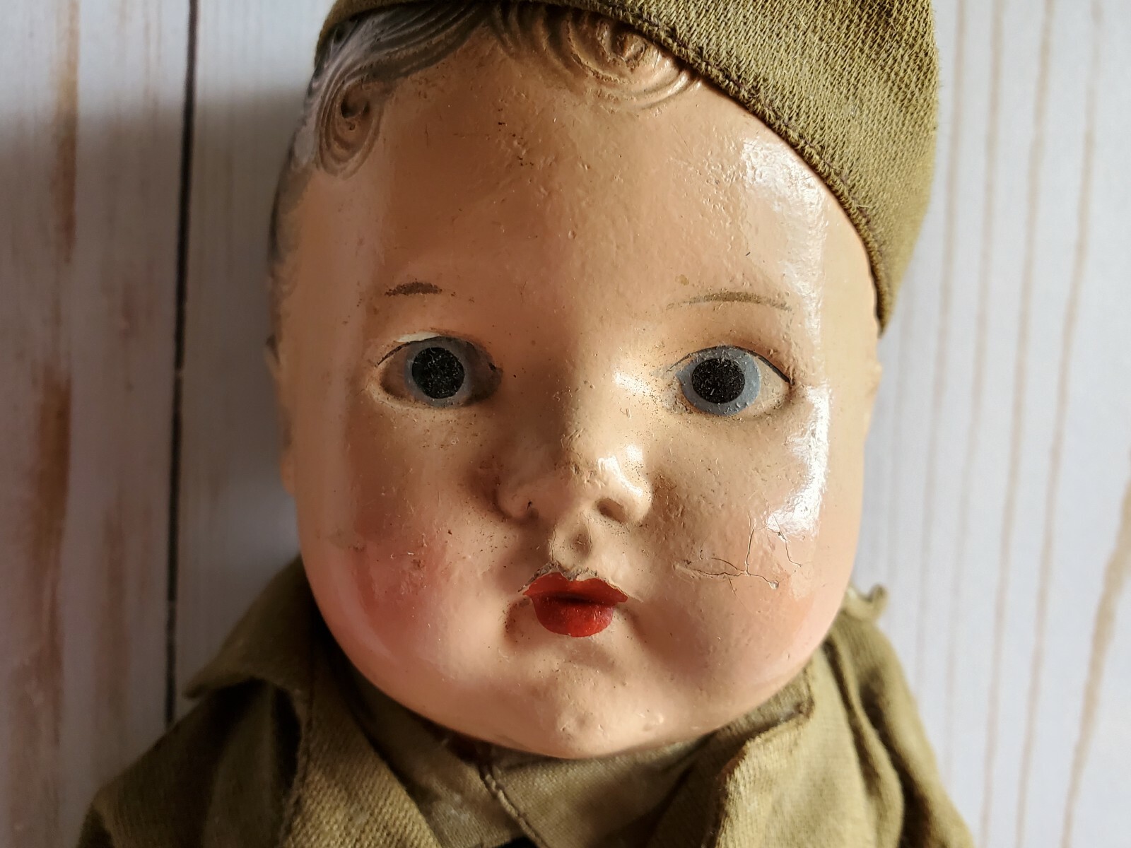 Vintage Ideal Composition WWII Boy Doll Army Soldier 15" Cloth Wood Toy ...