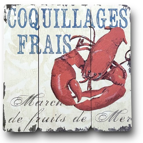 Fresh Shellfish French Wood Sign Lobster Wall Art Plaque New ...