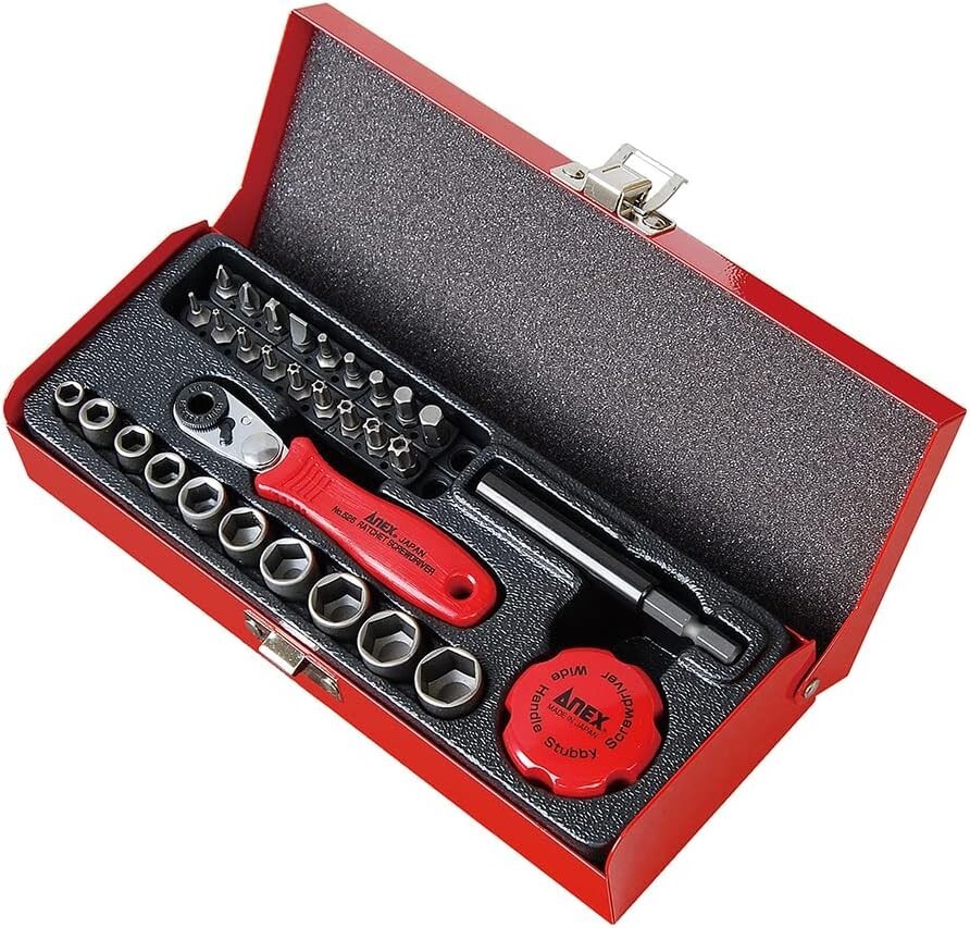 ANEX Ratchet Driver Compact Bit 52 with Case Multi Set No.525-28B from ...