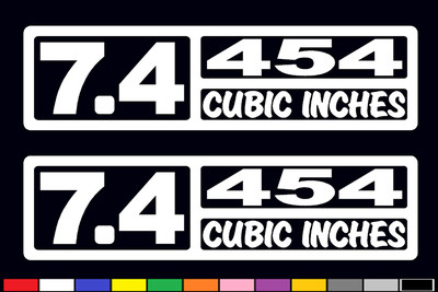 2 V8 7.4 LITER / 454 CUBIC INCHES DECAL SET EMBLEM WINDOW STICKERS ...
