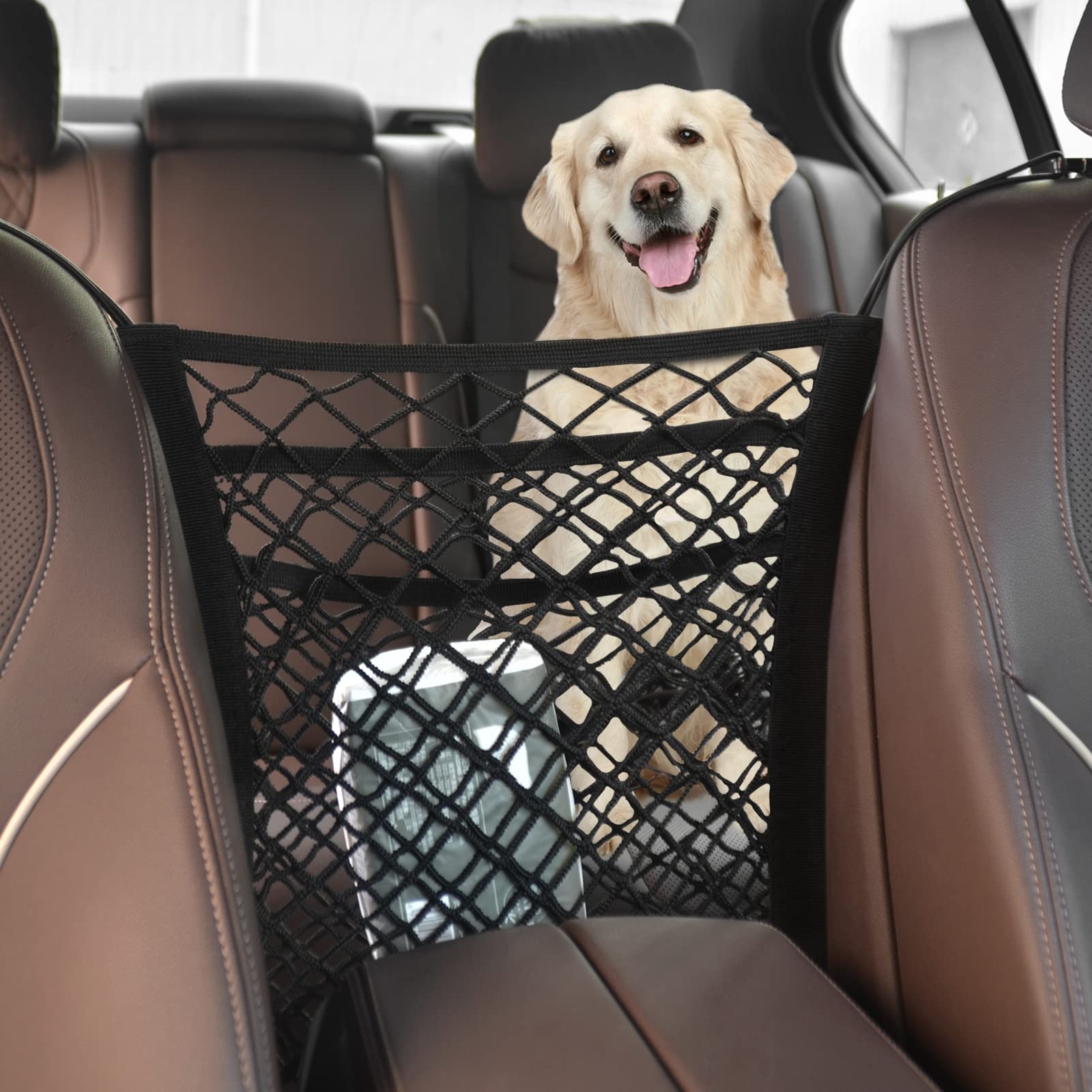 Stretchable Pet Barrier Backseat Storage Mesh Bag Dog Car Divider Net ...