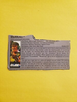 GI JOE FILE CARD BACKBLAST VINTAGE HASBRO | eBay