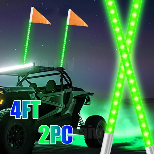 2 Pack Led Whip Light Lighted Whips for UTV GREEN Color Led CB Antenna ...