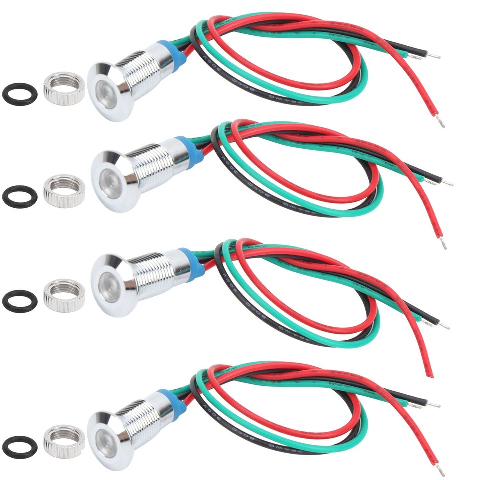 4 Sets PreWired Round LEDs 2Color Waterproof Metal Lights Common Cathod 8mm | eBay