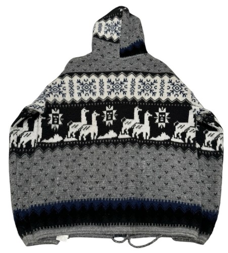 Tejidos Ruminahui Wool Hooded Full Zip Sweater Inca Aztec Women’s Size ...