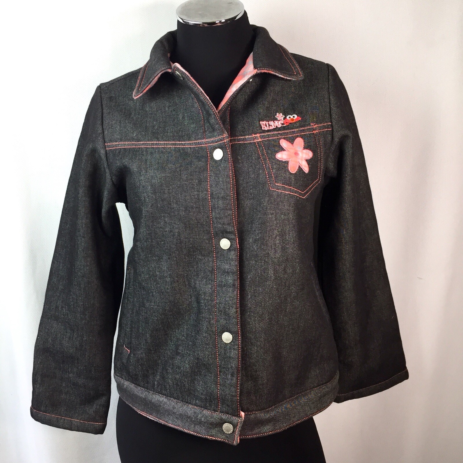 Sesame Street Korea Elmo Fleece Lined Denim Preppy Ja… - Gem