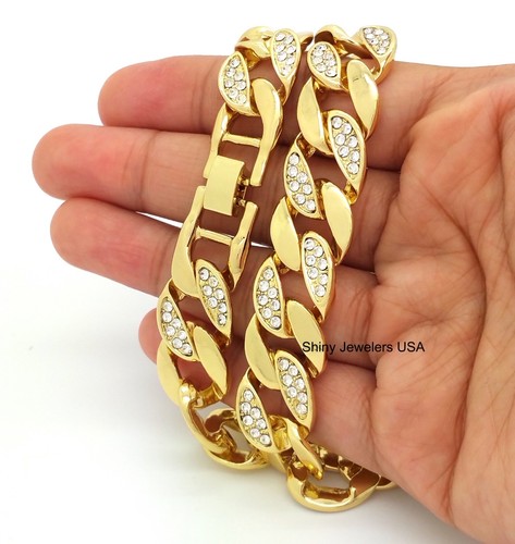 MENS 14K GOLD FINISH RAPPER,'s MIAMI CUBAN LINK CHAIN NECKLACE HIP HOP ...