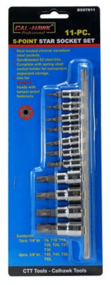 11pc 5-POINT Security Star Bit Socket Set Torx Star Tamper Proof Bits w ...