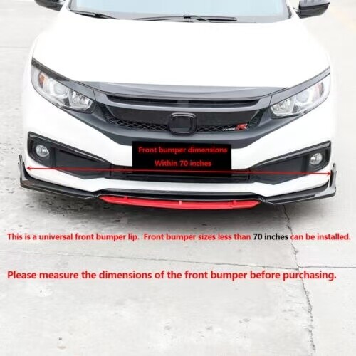 Universal Front Bumper Lip Spoiler Splitter Gloss Black Red For ...