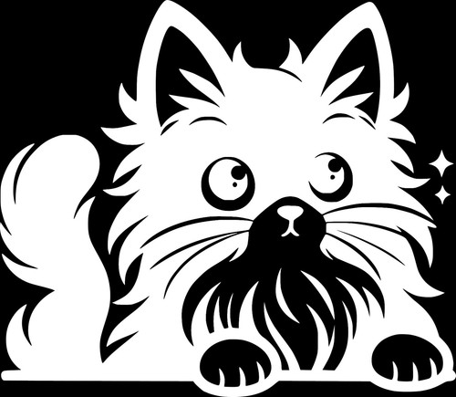 Fuzzy Gazing Peeking Cat Vinyl Decal Car Sticker, Adhesive for Rear ...