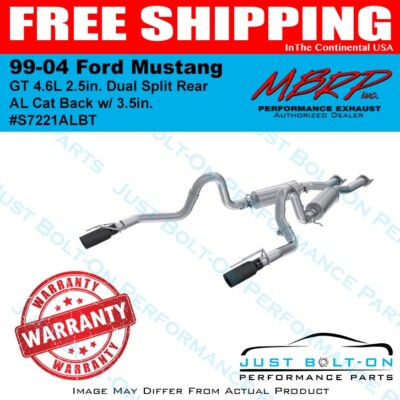 MBRP 99-04 Ford Mustang GT 4.6L 2.5in. Dual Split Rear AL Cat Back w/ 3 ...