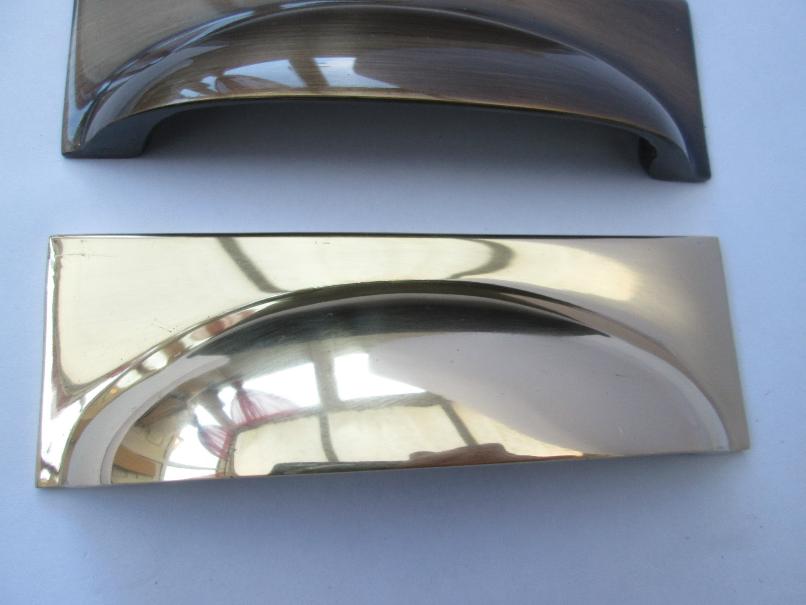 SOLID BRASS RECTANGULAR CUP DRAWER CUPBOARD CABINET WARDROBE DOOR PULL ...