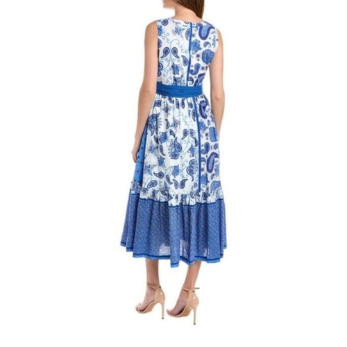 Ro's Garden Marianna Isadora Blue Floral Print Cotton Midi Dress ...