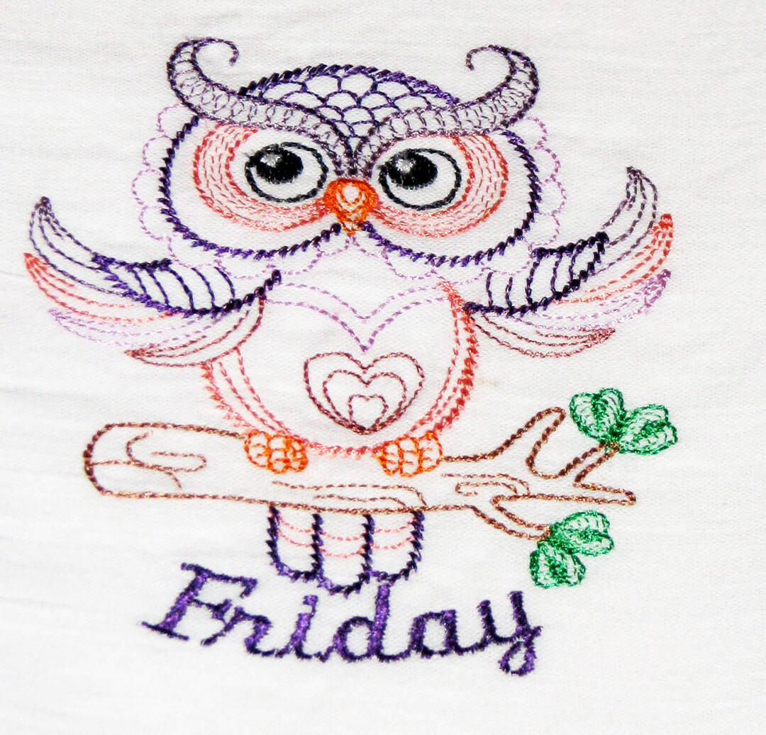 OWL Days Of The Week Machine Embroidered Flour Sack Kitchen Dish Towels ...