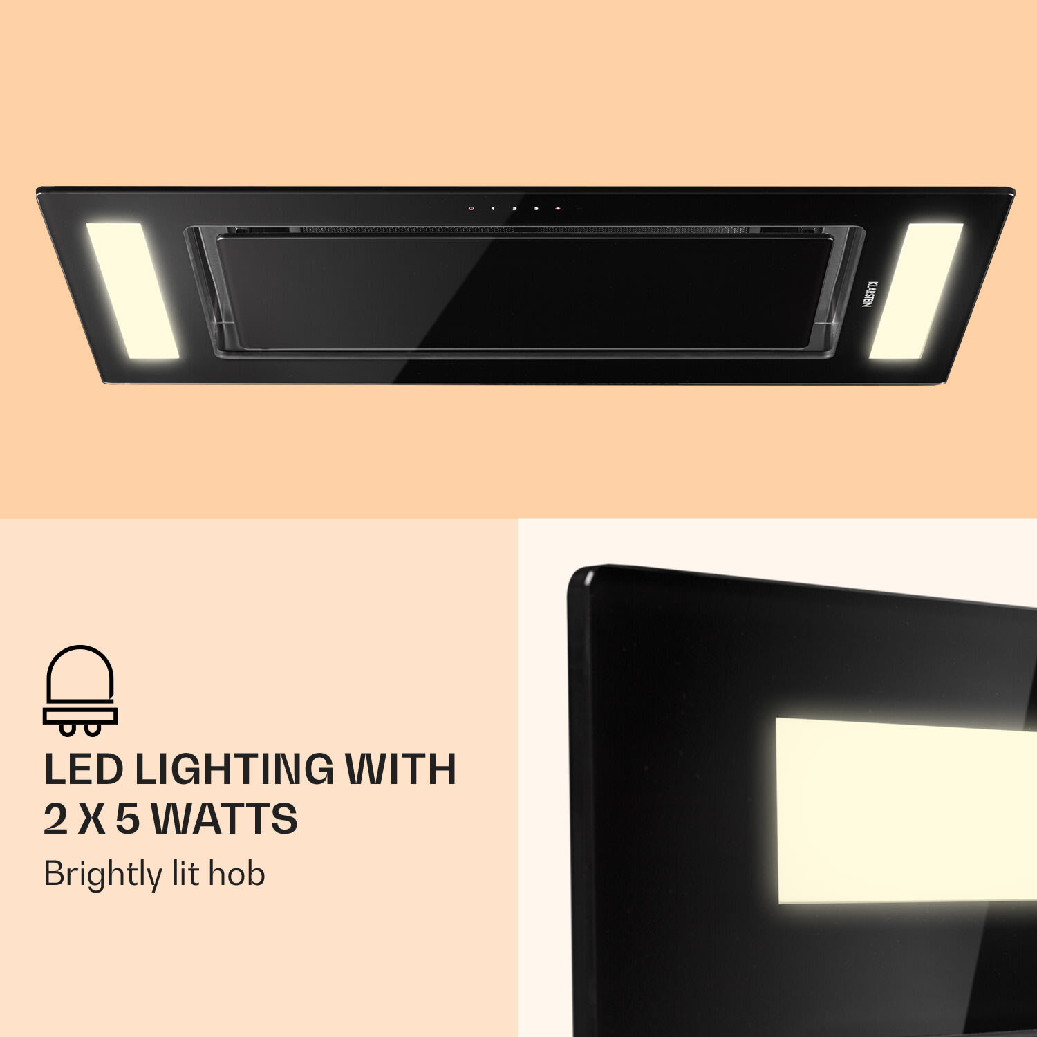 Cooker Hood 90 cm Black Angled Kitchen Extractor Fan Chimney Stainless ...