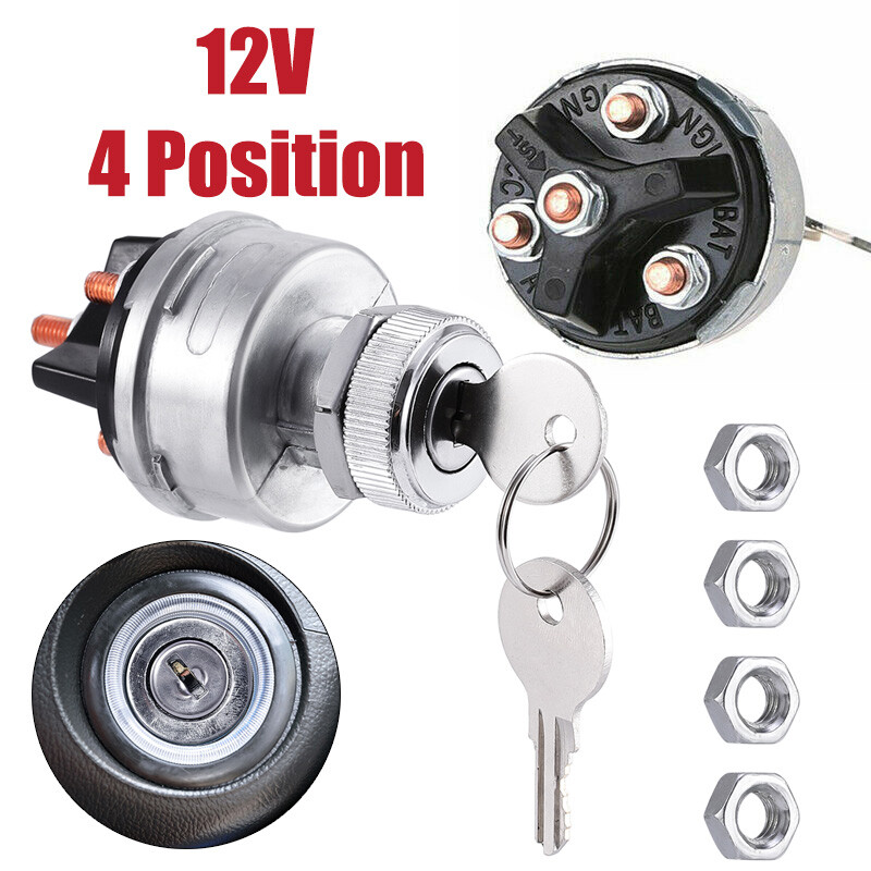 2-PACK Universal Ignition Switch With Key 4 Position 12V For Car Truck ...