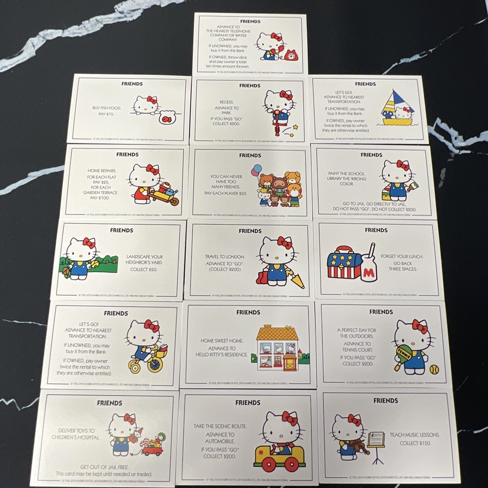 Monopoly Hello Kitty Collector's Edition 2010 Replacement Friends Cards ...