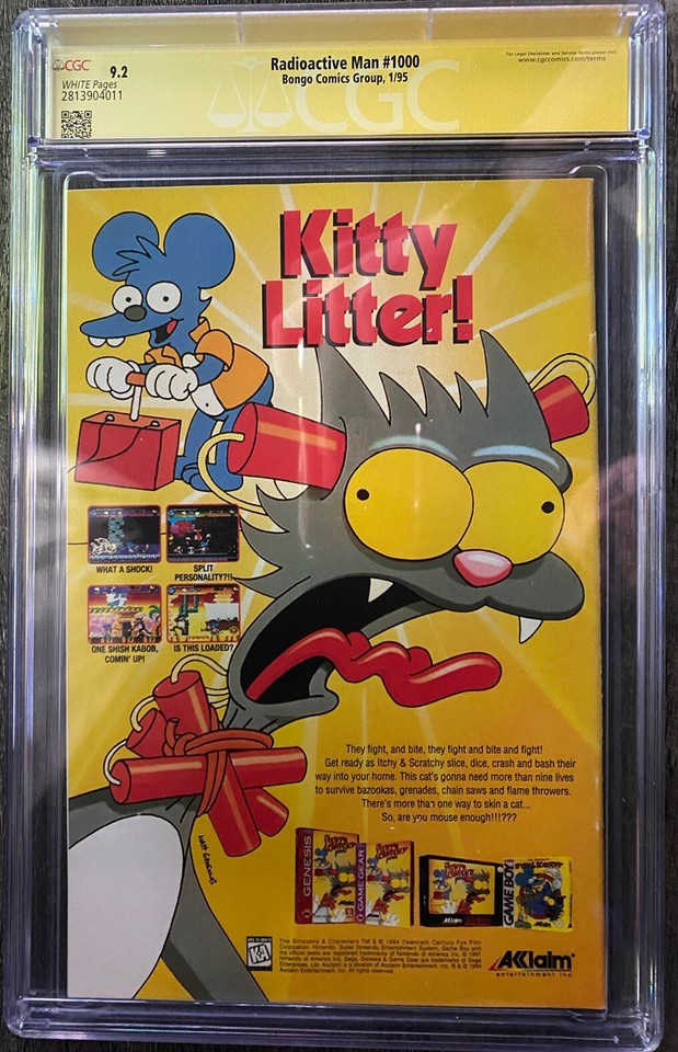 The Simpsons Radioactive Man Comic #1 & #1000 CGC Matt Groening Signed ...