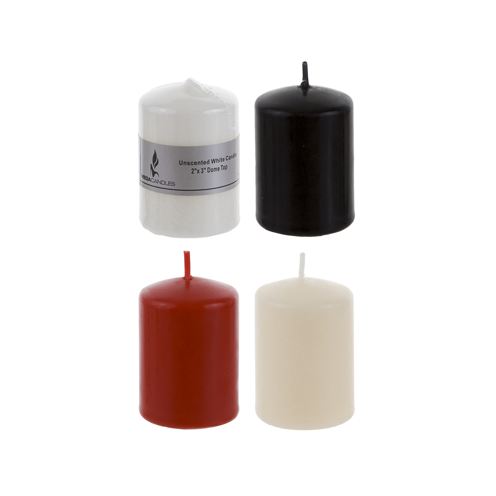 Mega Candles - Unscented 2" x 3" Round Pillar Candle - Red, Set of 6 | eBay