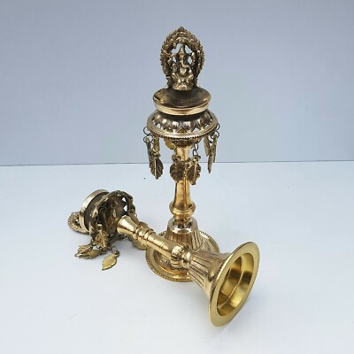 14 inches Nepalese Traditional Brass Oil Lamp (Panas) pair | eBay