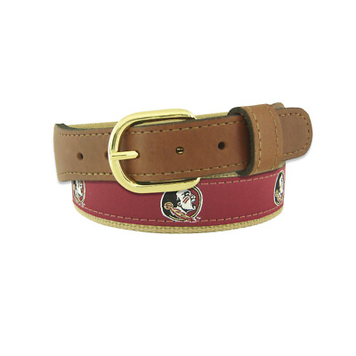 ZEP PRO FSU Florida State Univ Leather Canvas Woven Ribbon Belt 42 46 ...