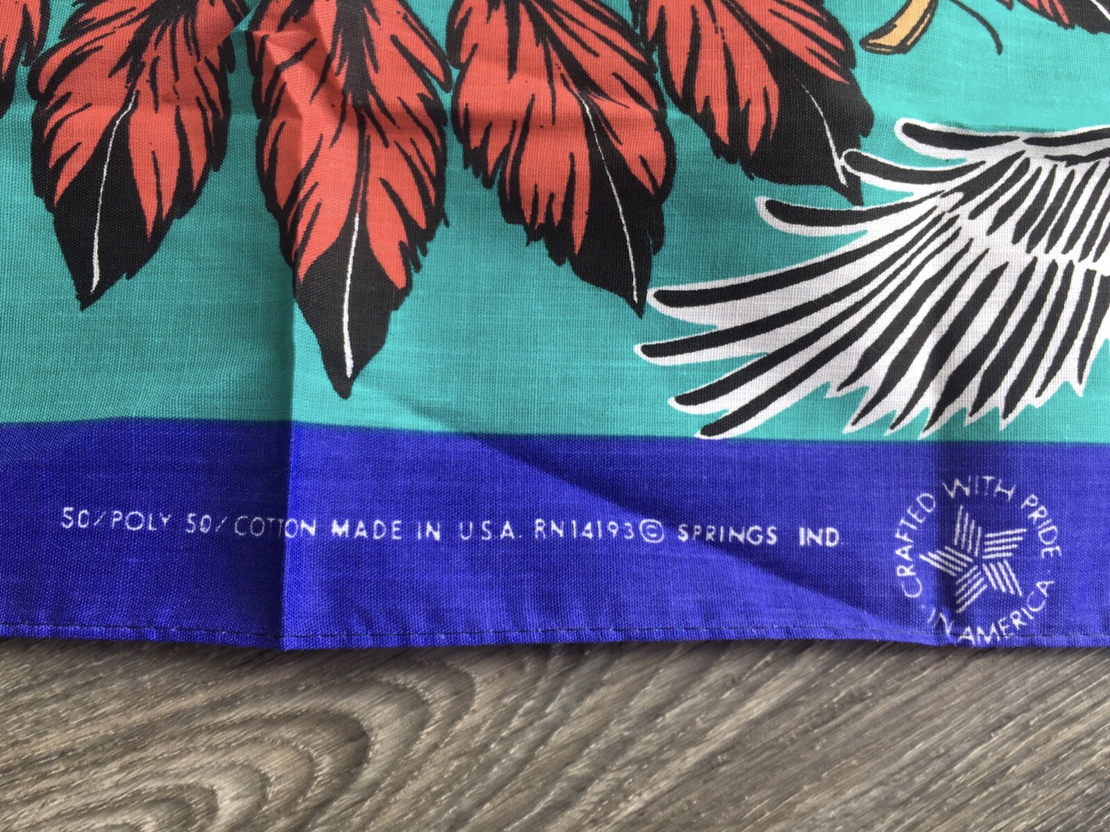 Native American Bandana Handkerchief Vtg Rock Feather Cactus Southwest ...