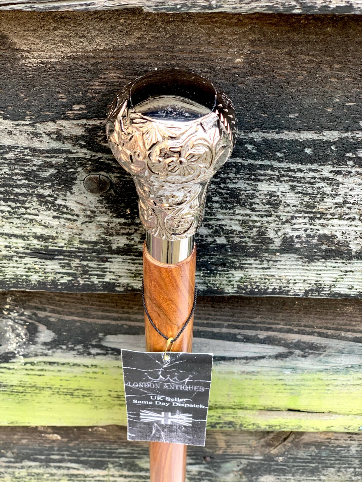 SWAGGER WALKING STICK CANE VICTORIAN STYLE SILVER NICKEL TOP KNOB ...