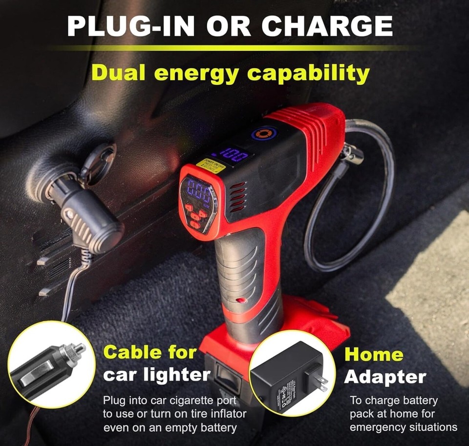 Bullseye Pro Tire Inflator Portable Air Compressor, Car Tire Inflator ...