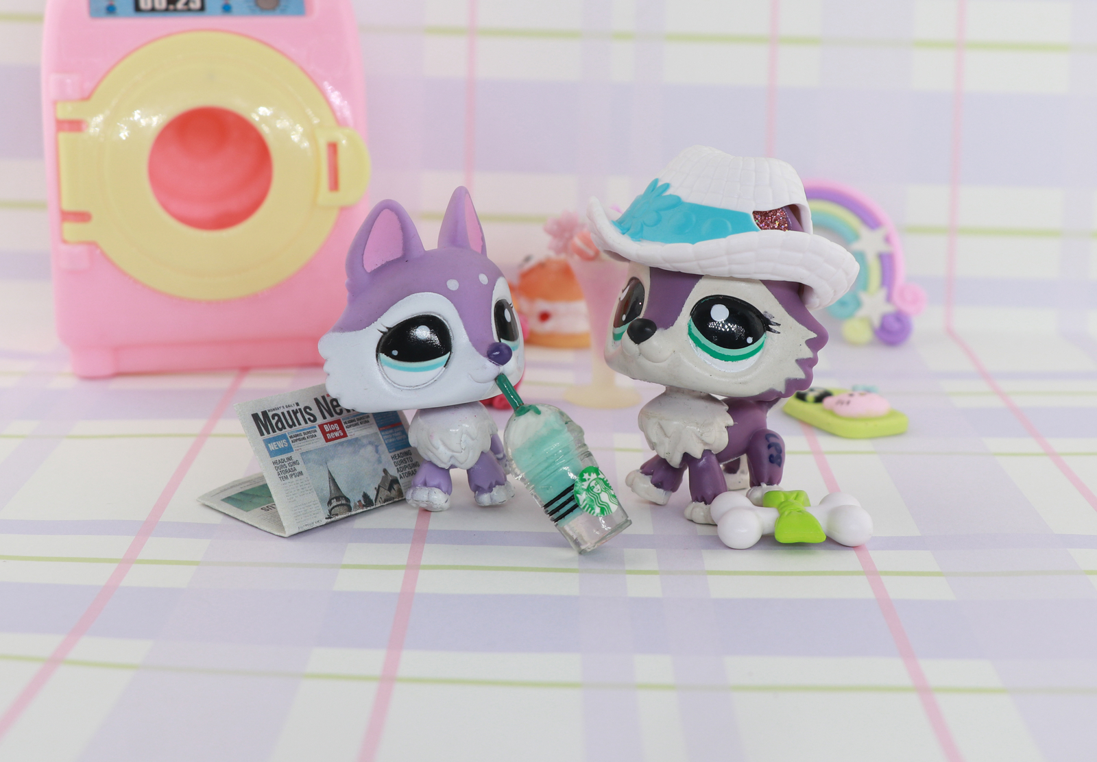 LPS Pet Shop Purple Moscow Husky #2110 and Glitter Husky #2297 2pcs ...