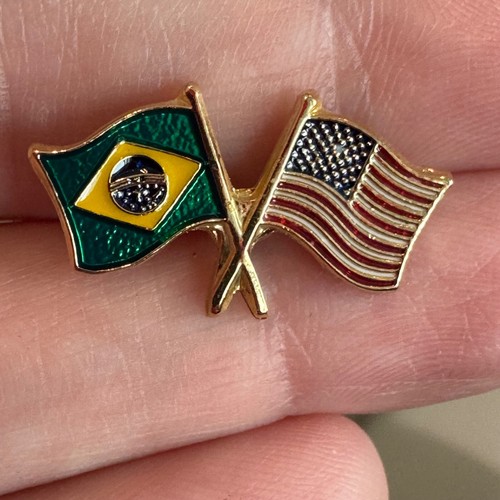 Vintage Brazil United States Friendship Flag Lapel Pin Brasil America ...