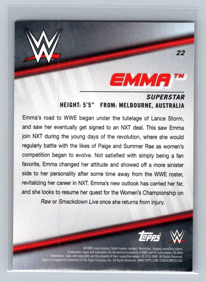 Emma #22 2016 Topps WWE Divas Revolution | eBay