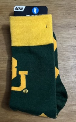 NEW Men’s Baylor University NCAA Green & Yellow Crew Socks - OSFM Men’s ...