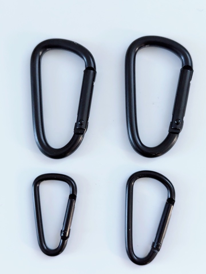 3x Black Carabiner Clips Small Medium Large Snap Hook Keychain Clips ...
