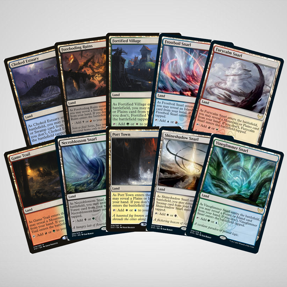 10x REVEAL Dual Lands RARE UNTAPPED Full Set of 2-Color MTG Magic the ...