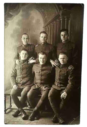 Antique RPPC US WWI War Soldier Group Portrait Mens Uniforms Pins ...