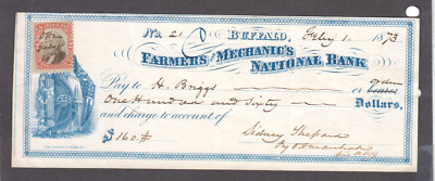 1872 FARMERS AND MECHANIC'S NATIONAL BANK CHECK R135 B1526E | eBay