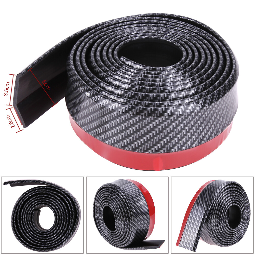 Black Soft Carbon Fiber Car Rubber Bumper Strip Outside Bumper Front ...